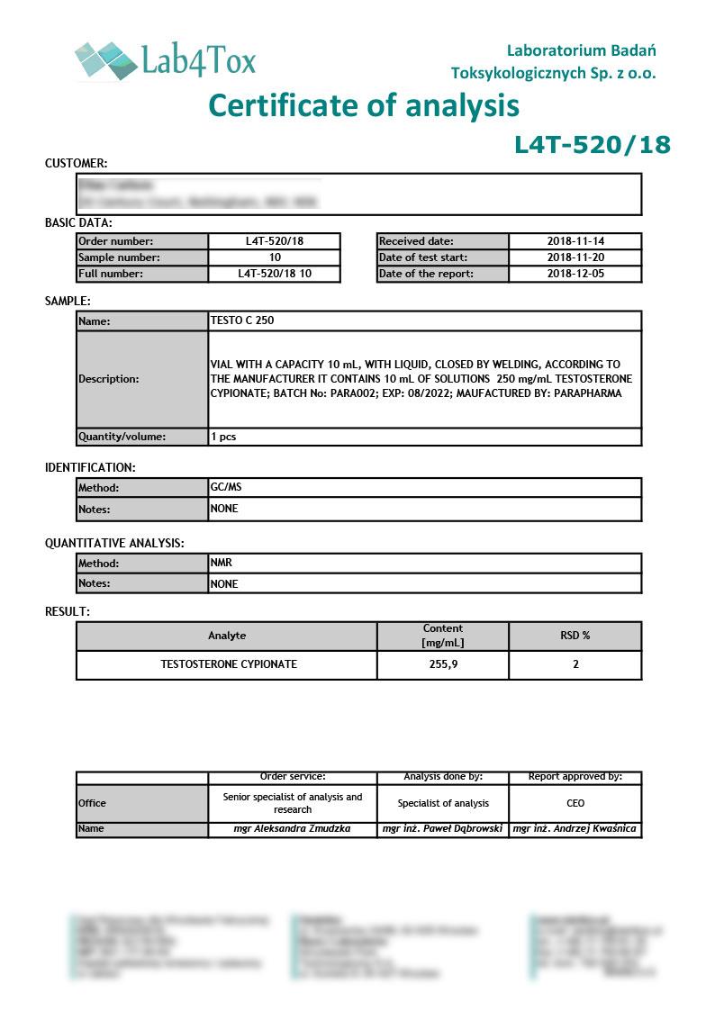 TESTO E 250 BULK LabTests - TeamRoids.to